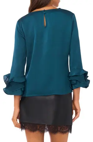 Vince Camuto Tiered Ruffle Sleeve Satin Top