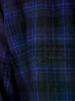 DANIELA GREGIS Tartan-print Frayed-hem Blouse - Black