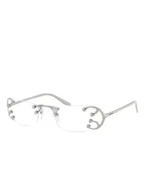 Prada Rimless Metallic-detail Glasses - Silver