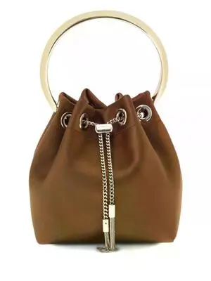 JIMMY CHOO Bon Bon Ring-Handle Bucket Bag Brown