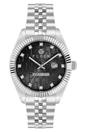Philipp Plein Date Superlative Crystal Bracelet Watch - Stainless Steel