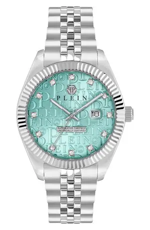 Philipp Plein Date Superlative Crystal Bracelet Watch - Stainless Steel