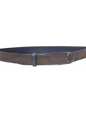 ORTIGNI Patterned Calf Leather Belt - Blue