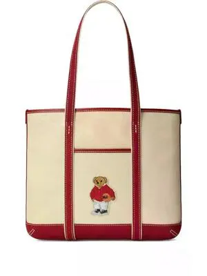 Ralph Lauren Bear-embroidered Canvas Tote Bag - Neutrals