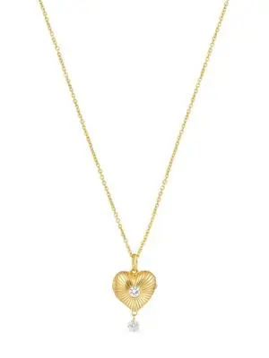 PERSEE 9k Yellow Diamond Heart Pendant Necklace - Gold