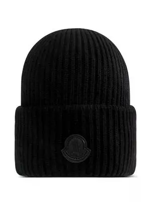 Moncler Logo-patch Beanie Hat - Black