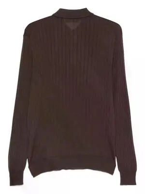 DELL'OGLIO Long-sleeve Polo Shirt - Brown