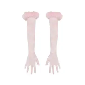 SKIMS Silk Gloves With Feather Trim - Cherry Blossom