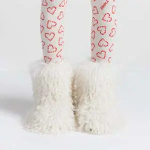SKIMS Faux Fur Shaggy Boots - Marble