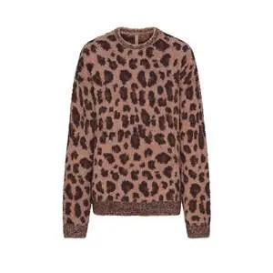 SKIMS Cozy Oversized Crewneck Pullover - Sienna Leopard Print