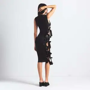 SKIMS Cloud Bow Midi Dress - Onyx