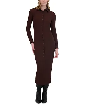 POINT Textured Knit Dress - Chocolate