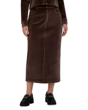 POINT Rib Knit Velour Skirt - Chocolate