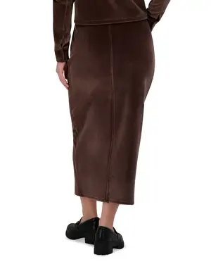 POINT Rib Knit Velour Skirt - Chocolate