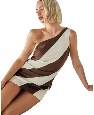 Nasty Gal Stripe One Shoulder Tailored Mini Dress