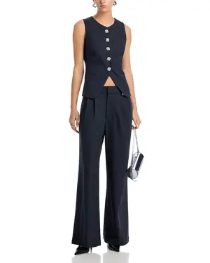 Aqua Pinstripe Rhinestone Button Pants