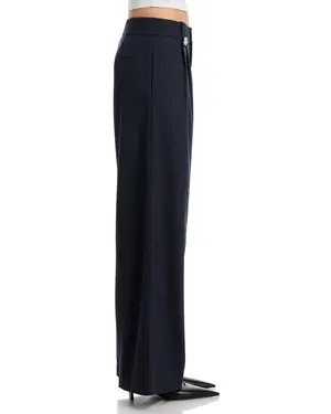 Aqua Pinstripe Rhinestone Button Pants