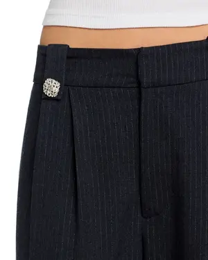 Aqua Pinstripe Rhinestone Button Pants
