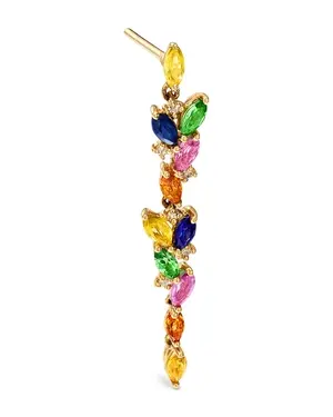 Bloomingdale'S 14k Yellow Rainbow Sapphire, Tsavorite, And Diamond Drop Earrings