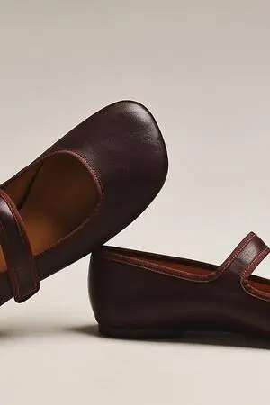 Maeve Square-toe Mary Jane Flats - Brown