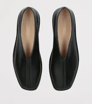 LEMAIRE Leather Piped Slippers - Black