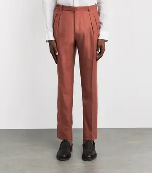 Brioni Silk-cashmere Slim Tailored Trousers