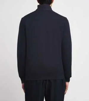 Paul & Shark Virgin Wool-silk Quarter-zip Sweater - Navy