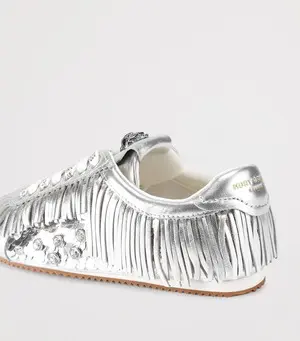 Kurt Geiger Leather Fringe Sequined Sneakers