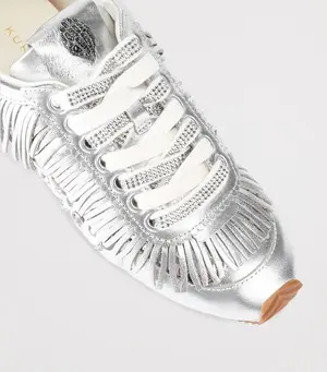 Kurt Geiger Leather Fringe Sequined Sneakers
