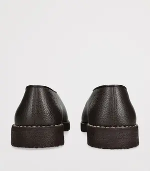 LEMAIRE Leather Piped Slippers - Brown