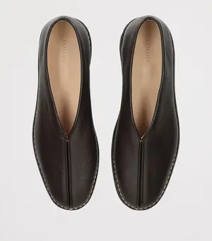 LEMAIRE Leather Piped Slippers - Brown