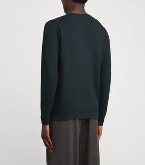 John Smedley Merino Wool Textured Crew Neck Sweater - Green