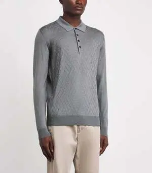 Pal Zileri Wool Long-sleeved Polo Shirt