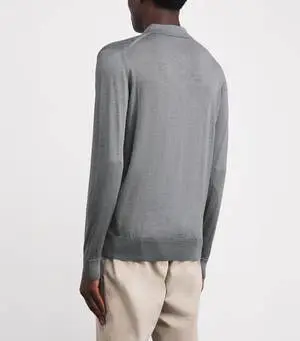 Pal Zileri Wool Long-sleeved Polo Shirt