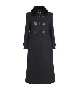 Sandro Wool-blend Shearling-collar Coat