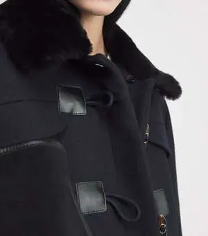Sandro Wool-blend Shearling-collar Coat
