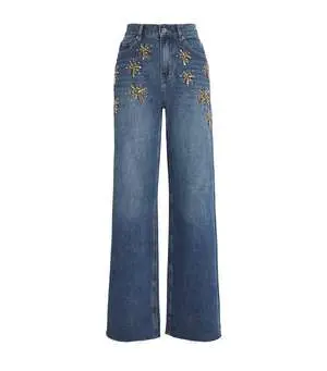 Sandro Embellished Straight Leg Jeans