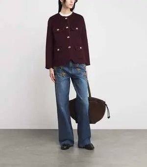 Sandro Embellished Straight Leg Jeans