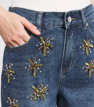 Sandro Embellished Straight Leg Jeans
