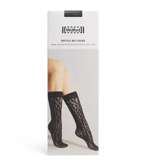 Wolford Reptile Net Socks - Black