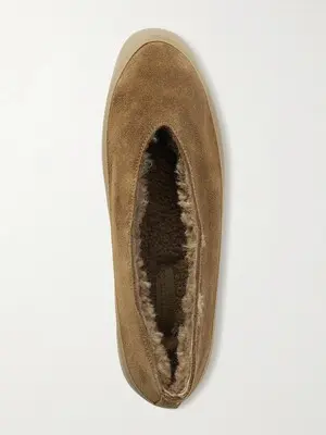 Le Monde Beryl Shearling-lined Suede Ballet Flats - Neutrals