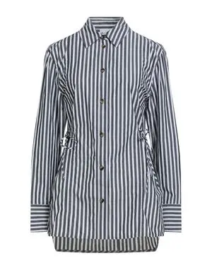 GANNI Striped Poplin Shirt - Grey