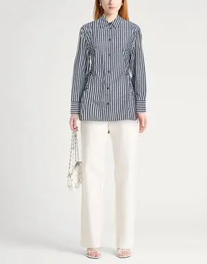 GANNI Striped Poplin Shirt - Grey