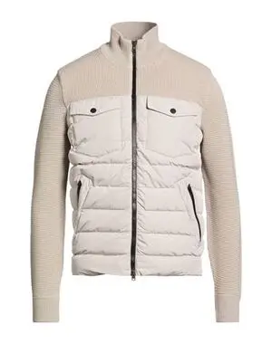 Herno Puffer Jacket In Virgin Wool And Polyester Light Grey
