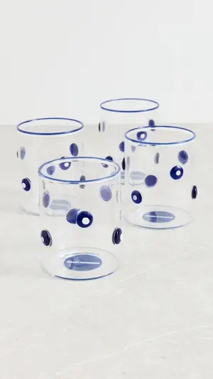 Jonathan Adler Boxed Dottie Rocks Glassware Set Of Four
