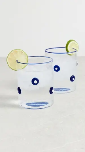 Jonathan Adler Boxed Dottie Rocks Glassware Set Of Four