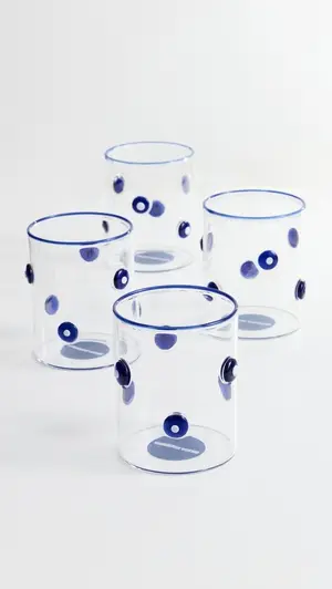 Jonathan Adler Boxed Dottie Rocks Glassware Set Of Four