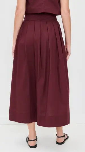 DRESS TO Foliage Embroidered Cotton Skirt
