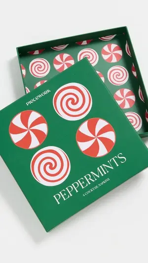 PIECEWORK Peppermint Napkins Set Of Four