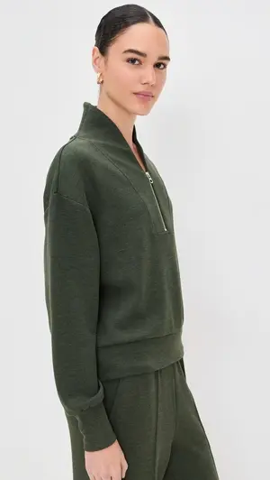 Varley Davidson Quarter Zip Sweatshirt - Olive Marl